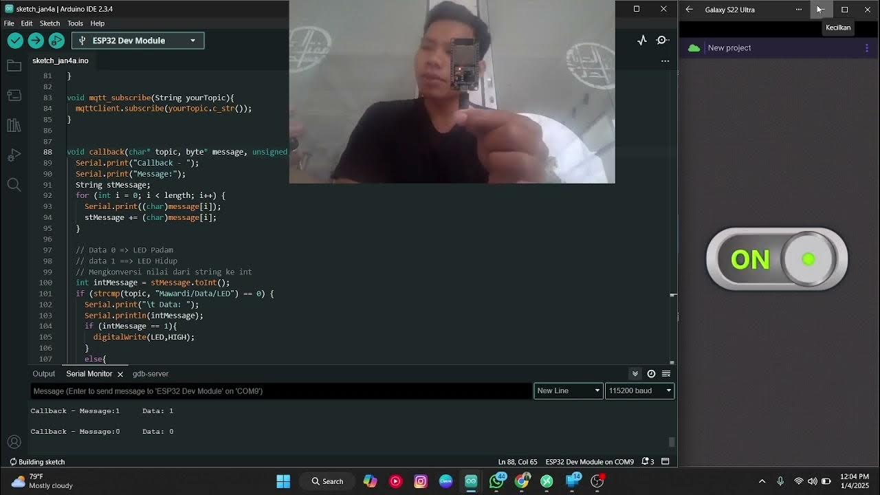 Menyalakan LED ESP32 melalaui Virtuino IOT, - YouTube
