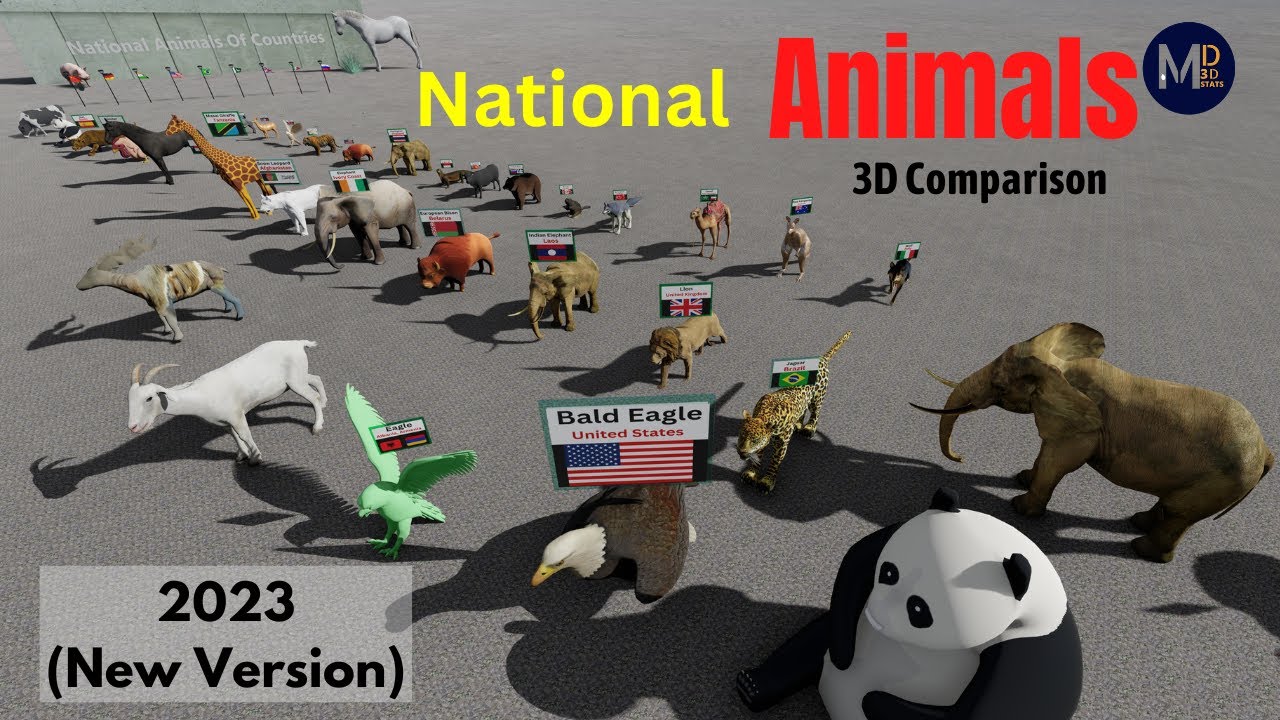 National Animals of Countries (New Version 2023) 3D comparison - YouTube
