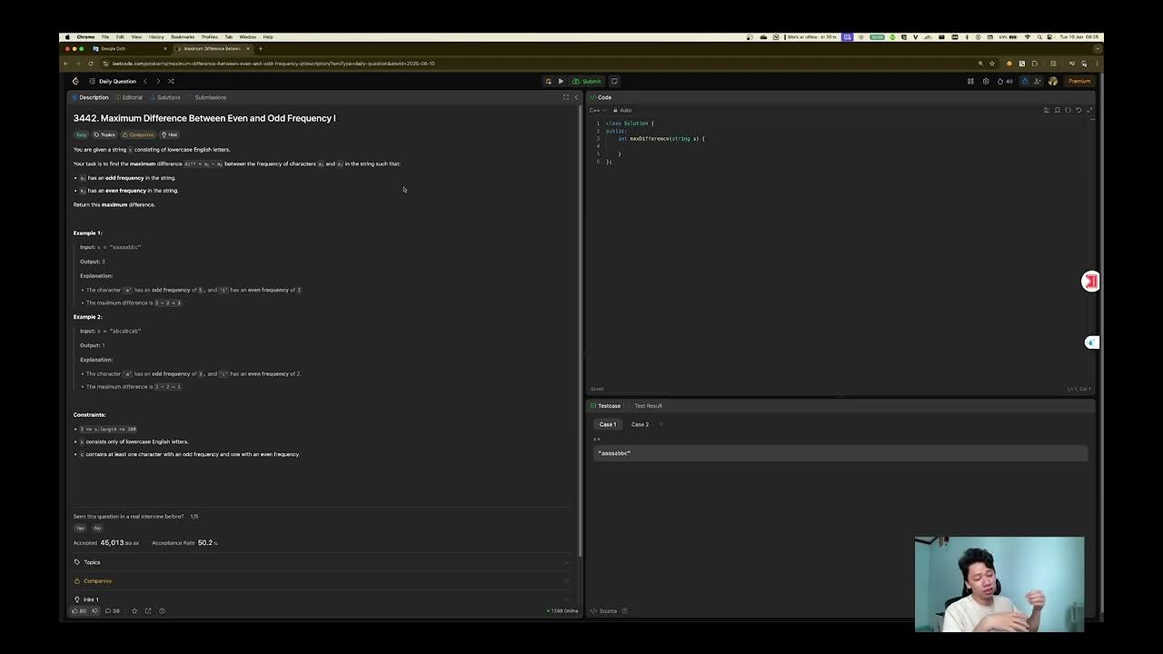 Leetcode & English Challenge - Day 41: Maximum Difference Between Even and Odd Frequency I - YouTube