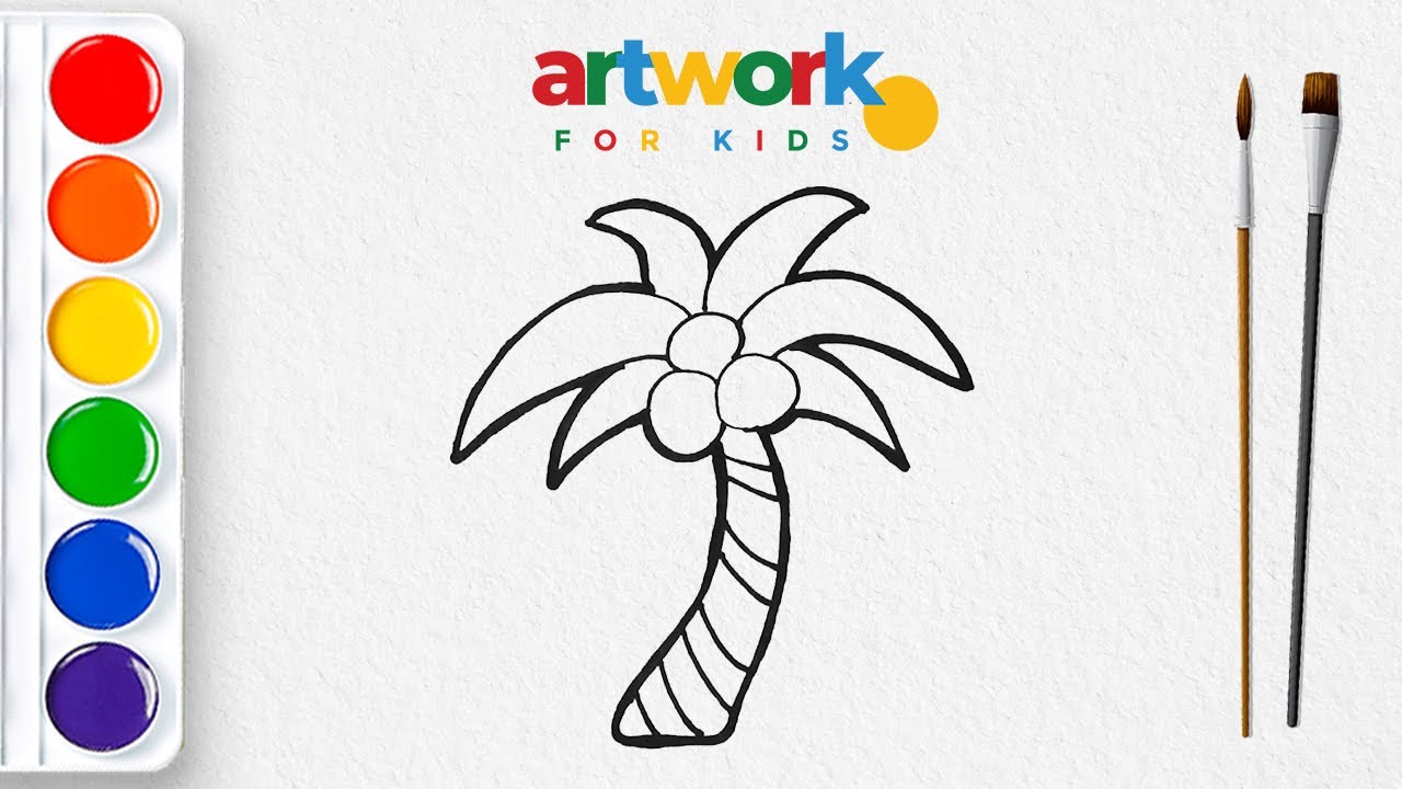 Coconut Tree Drawing and Colouring | Artwork for Kids - YouTube