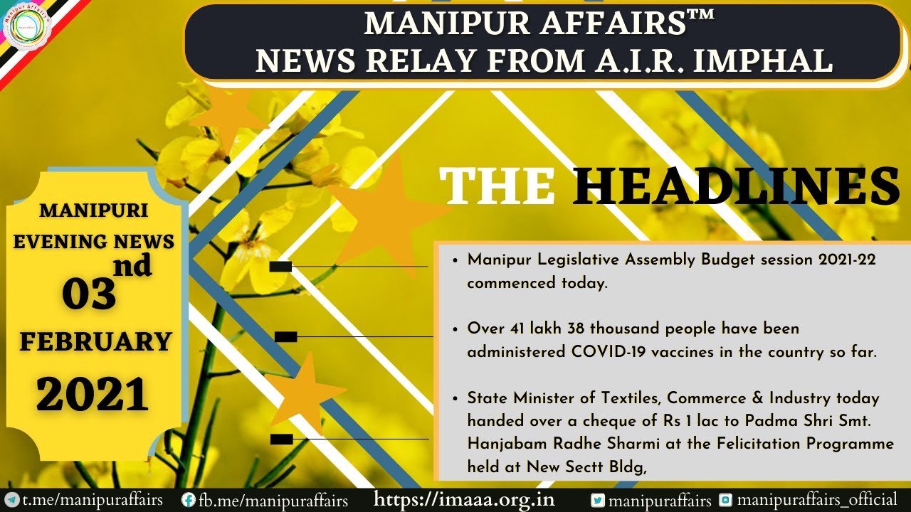 Manipuri News - 7:30 pm Dated: 03/02/2021 - YouTube