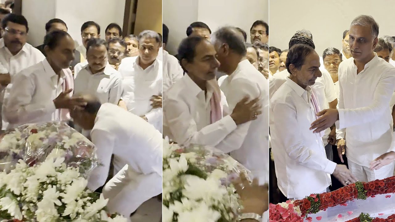 KCR Pays Tribute To Harish Rao Father Satyanarayana | Telangana News ...