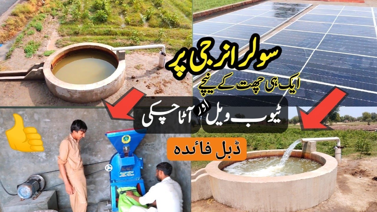 Solar energy py aata chakki & tube well ky faiday|business idea|village ...