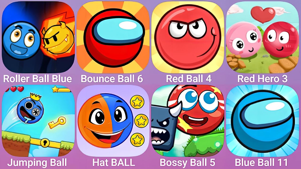 Roller Ball Blue, Bounce Ball 6, Red Ball 4, Red Hero 3, Ball Hat and ...