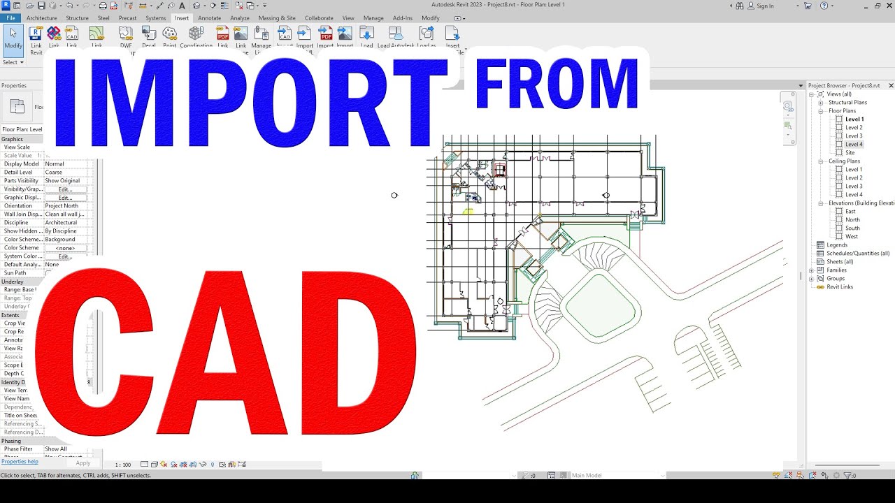 CARA IMPORT AUTOCAD KE REVIT - YouTube