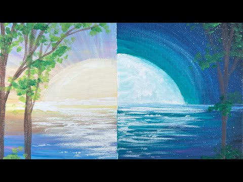 Sun and moon set | how to paint easy acrylic painting for beginners ...