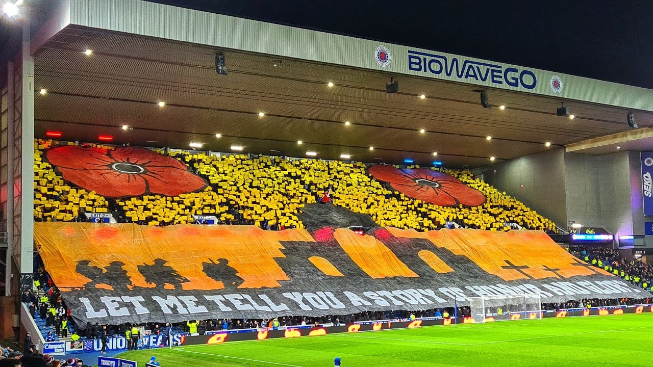 Rangers Remembrance Day Display 2022 - Rangers 1-0 Hearts - YouTube
