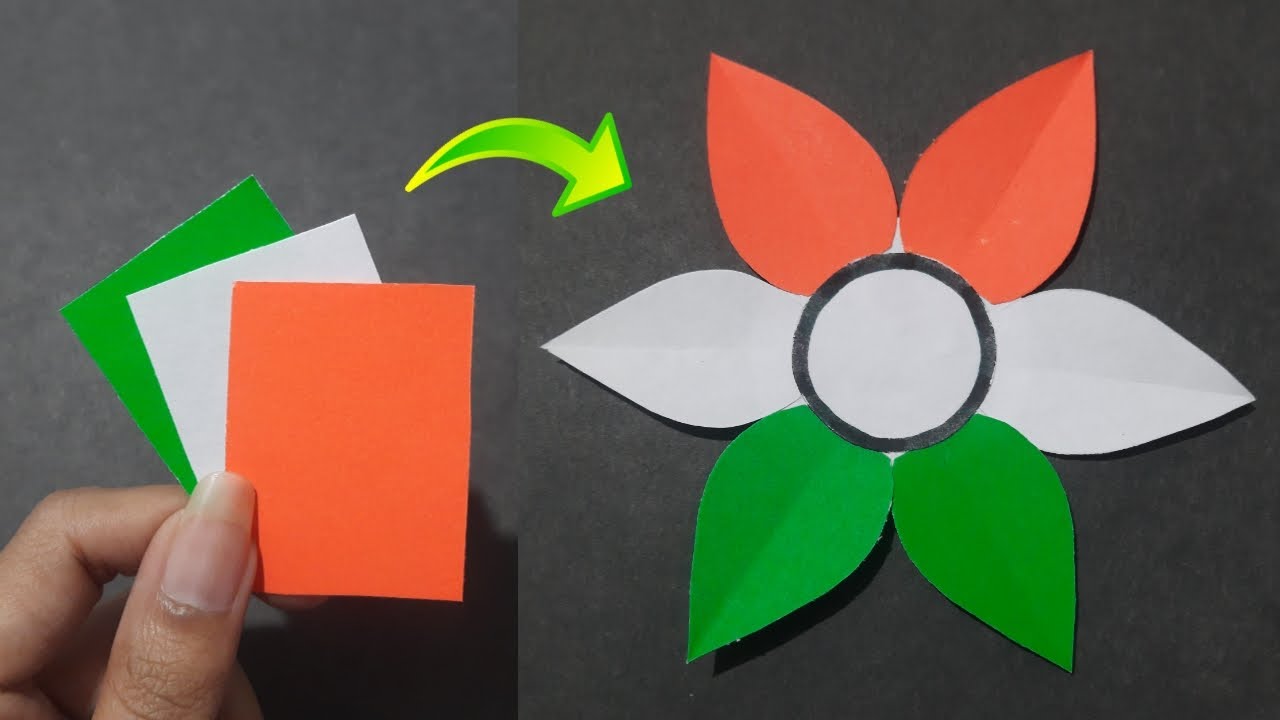 Tricolor Paper Flower Making Idea | Independence Day Craft With Paper ...