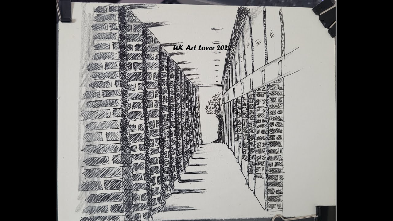 Building Corridor - Pencil Pen Drawing - YouTube