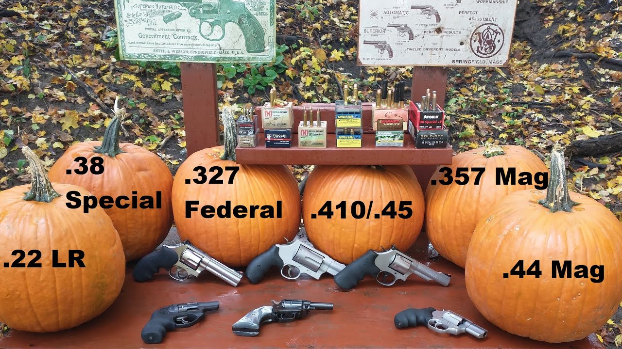 🎃Revolvers VS Pumpkins!🎃 .22 LR, .38 Special, .327 Federal, .410, 💣.357 ...