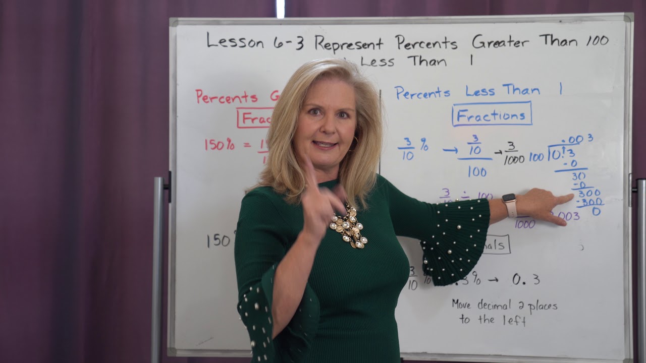 Math 6 Lesson 6 3 Represent Percents Greater Than 100 or Less Than 1 ...