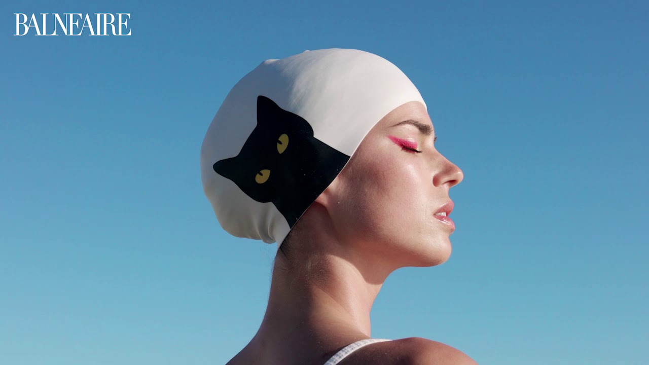 BALNEAIRE Swim Cap Women Waterproof Swimming Cap for Long Hair with Cat ...