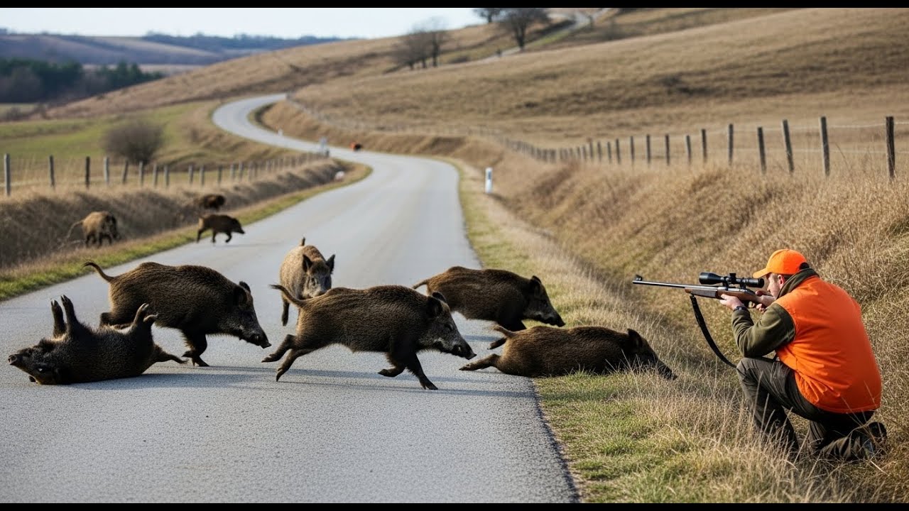 Shooting A Herd Of Wild Boars - Wild Boars On The Road And Exciting ...