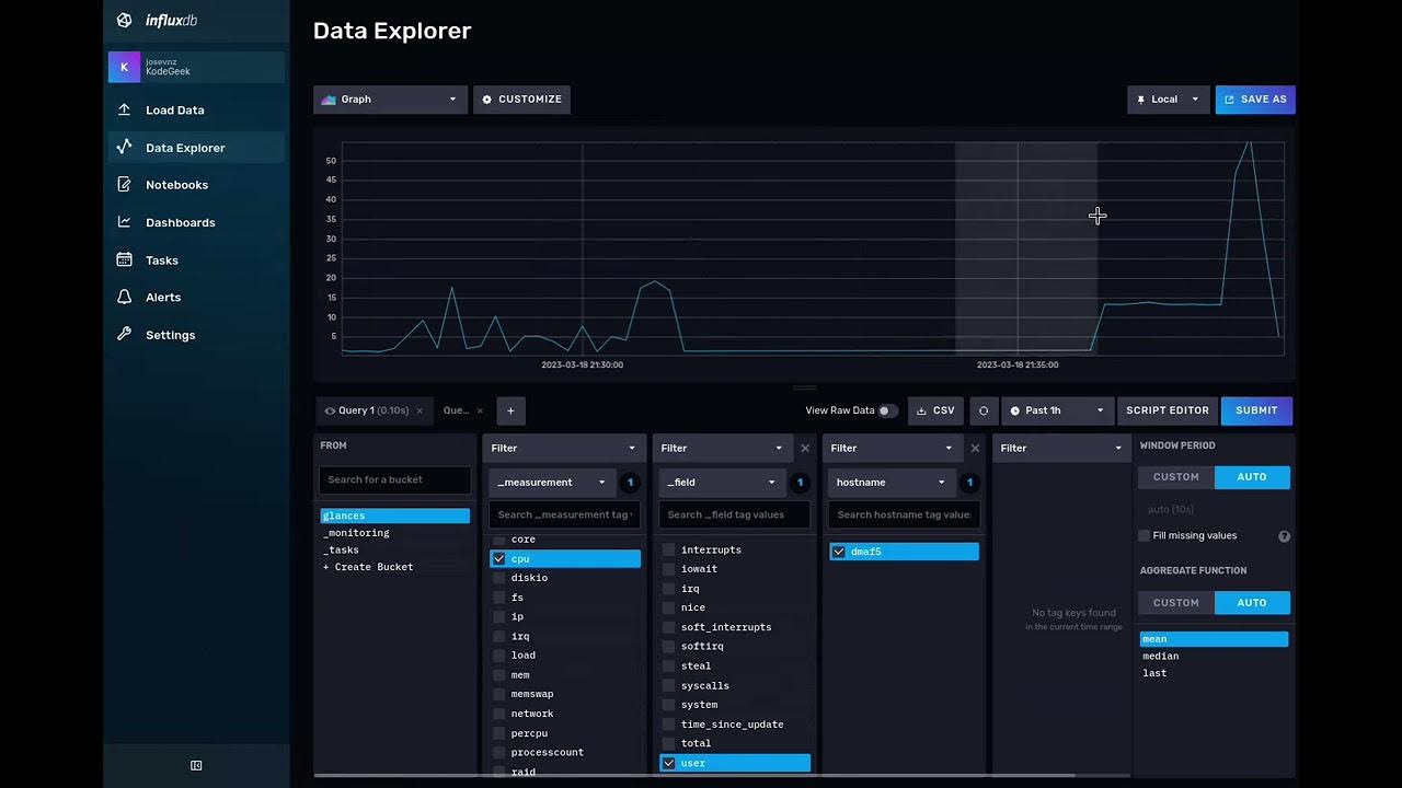 InfluxDB activity recorded from Glances - YouTube