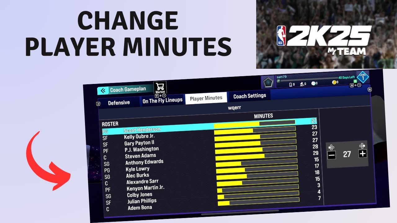 How to change Player Minutes in NBA 2K25 MyTEAM mobile - YouTube