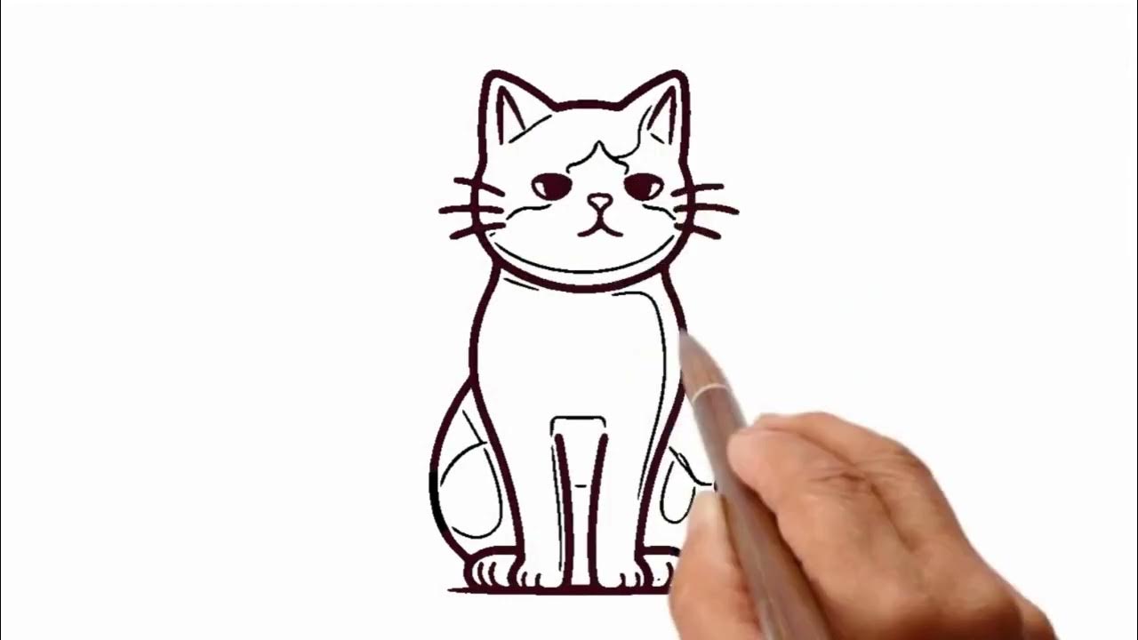 Simple Cat drawing Tutorial for kids/Easy Animals drawing for kids ...