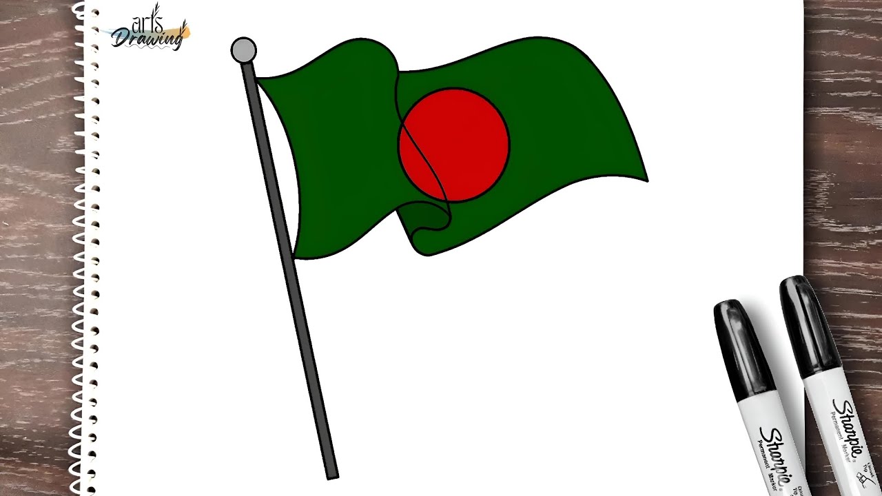 How to draw The Flag of Bangladesh step by step - YouTube