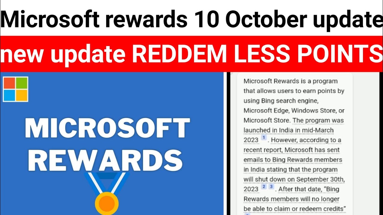 Microsoft rewards 10 October update || new update REDDEM LESS POINTS ...