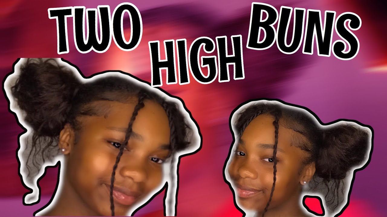 TWO HIGH BUNS ON THICK HAIR (Using Tracks) - YouTube