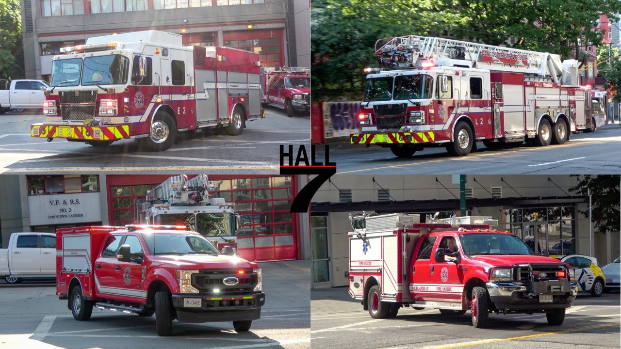 Vancouver Fire & Rescue Services - Hall 2 Units + BCEHS Responding to Multiple calls! - YouTube