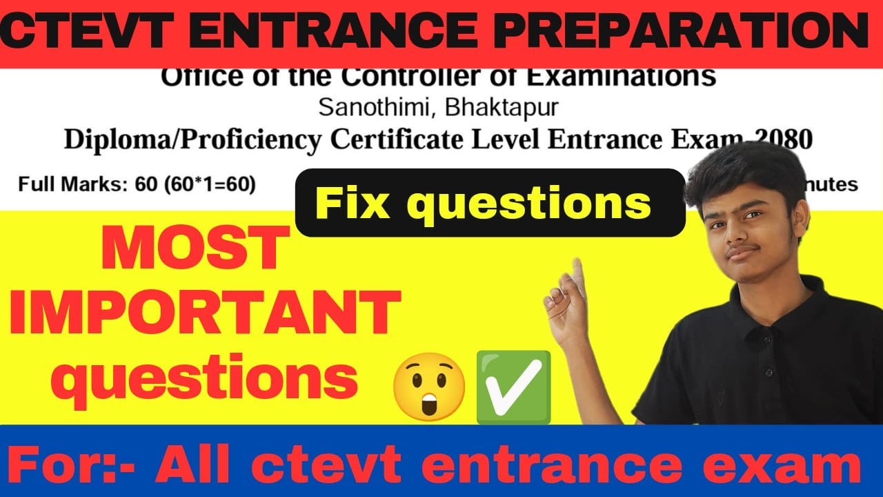 Ctevt entrance exam model questions 2080 | ctevt entrance exam model ...