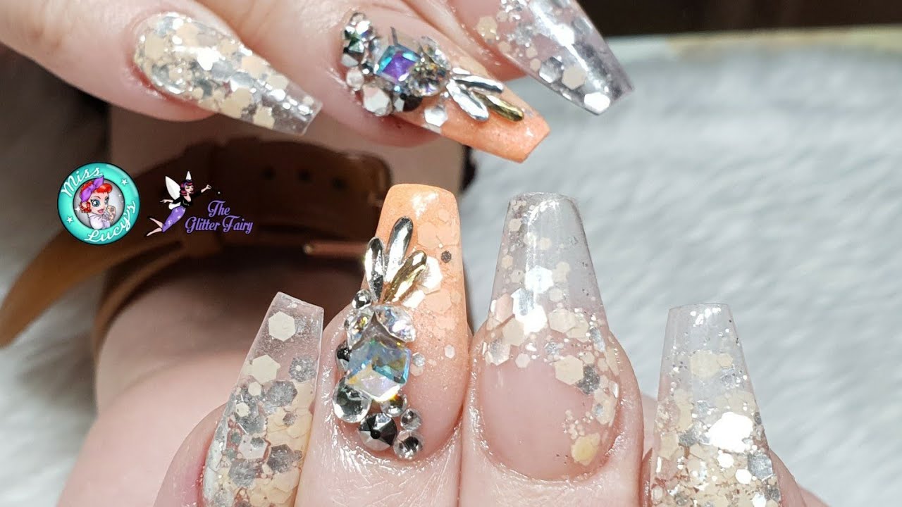 Acrylic Nails - Crystal Clear Tips - Glitter Trails & Fades - Swarovski ...