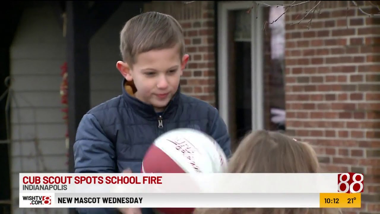 Cub Scout spots school fire in Indianapolis - YouTube