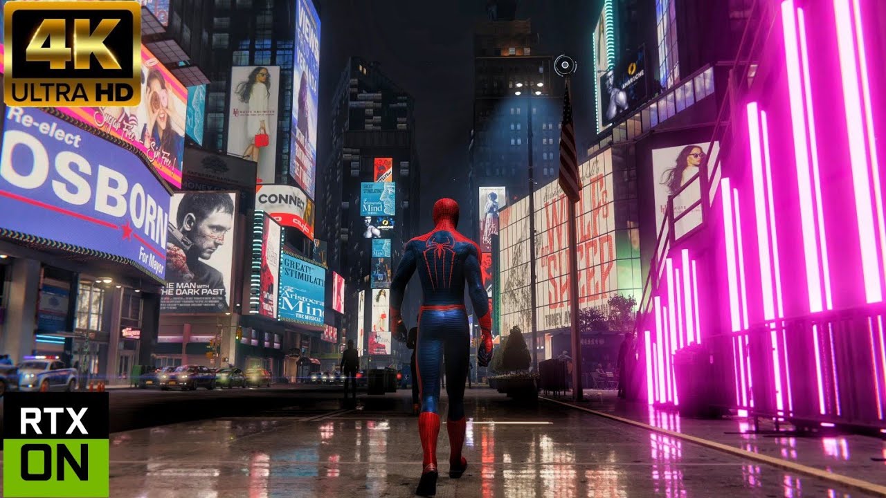 Spider-Man Remastered Ray Tracing On New York Times Square Free Roam ...