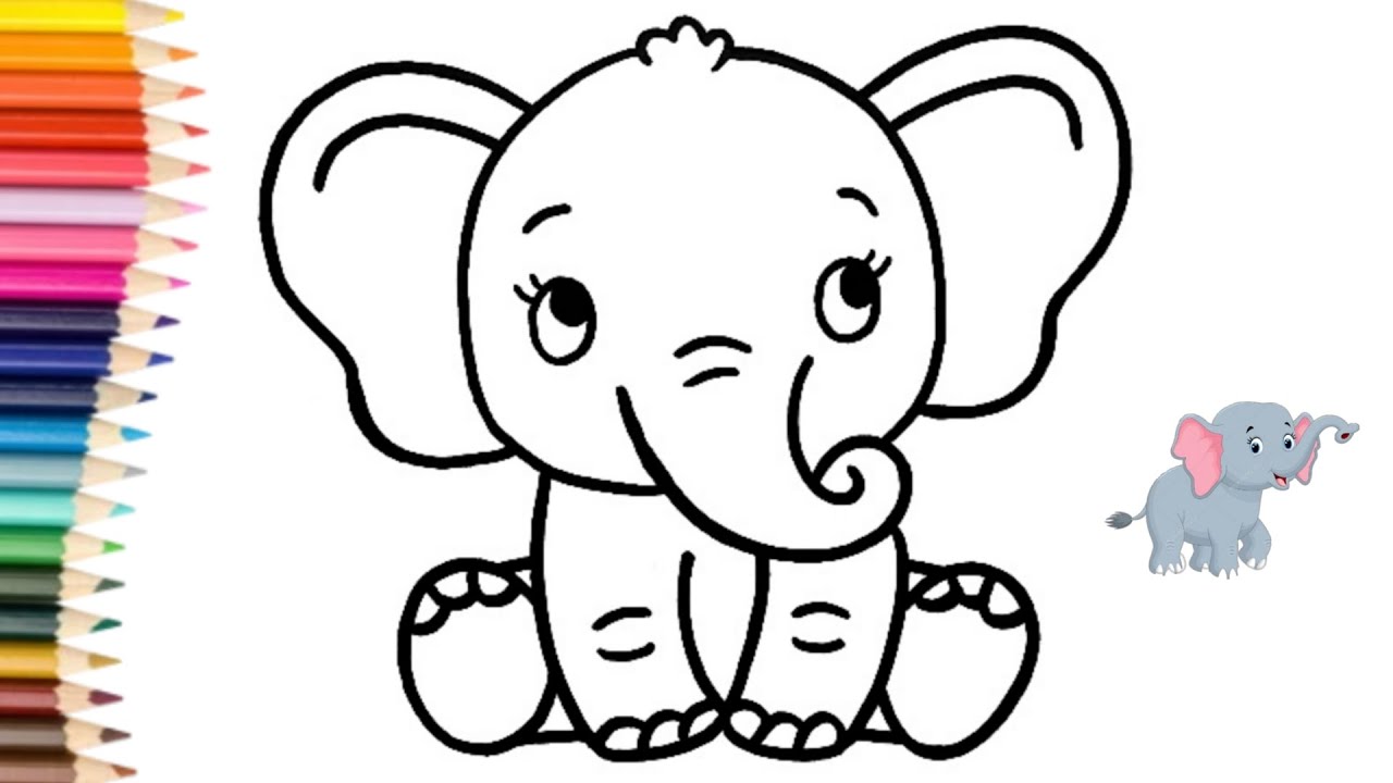 Cute Elephant Drawing for Kids | Kids Drawing | Draw - YouTube