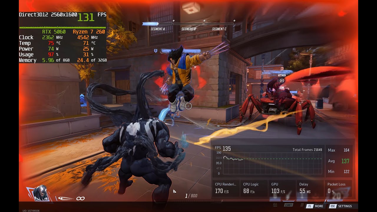 Marvel Rivals - Lenovo Legion 5 (RTX 5060 + Ryzen 7 260) | Default Low ...