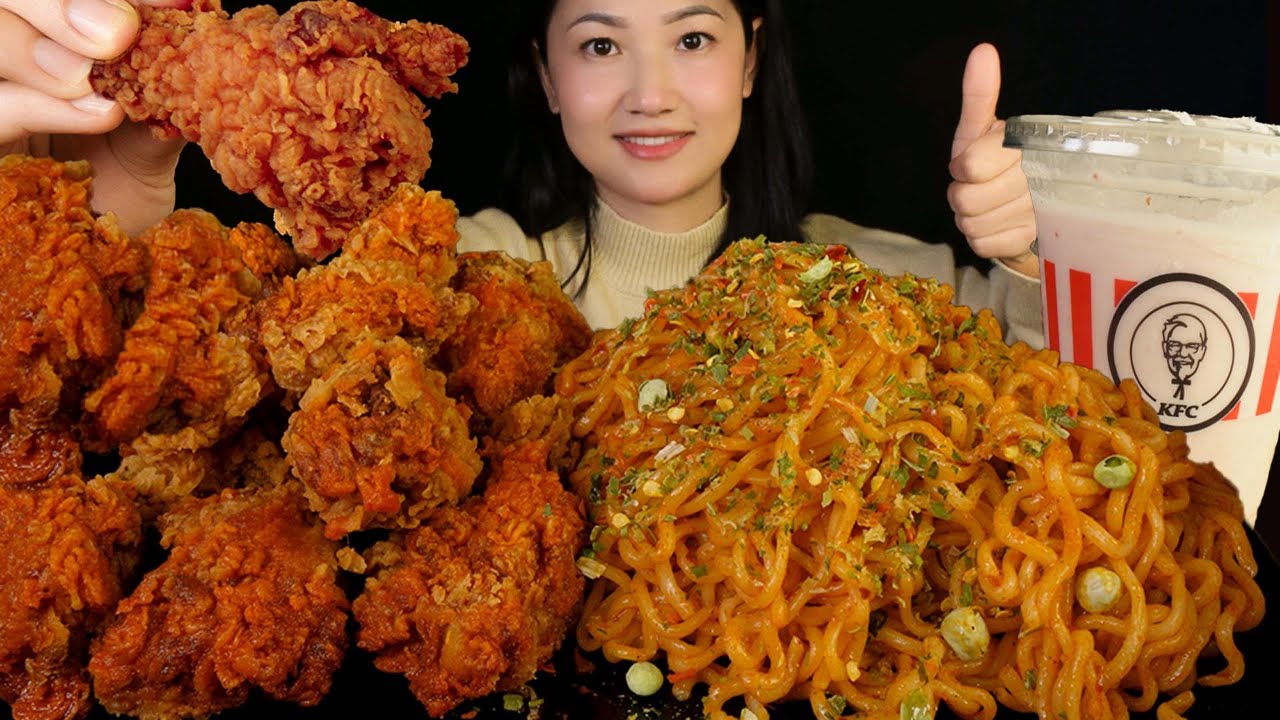 Eating Spicy Noodles x KFC Fried Chicken Mukbang 🔥 | Super Crunchy ...