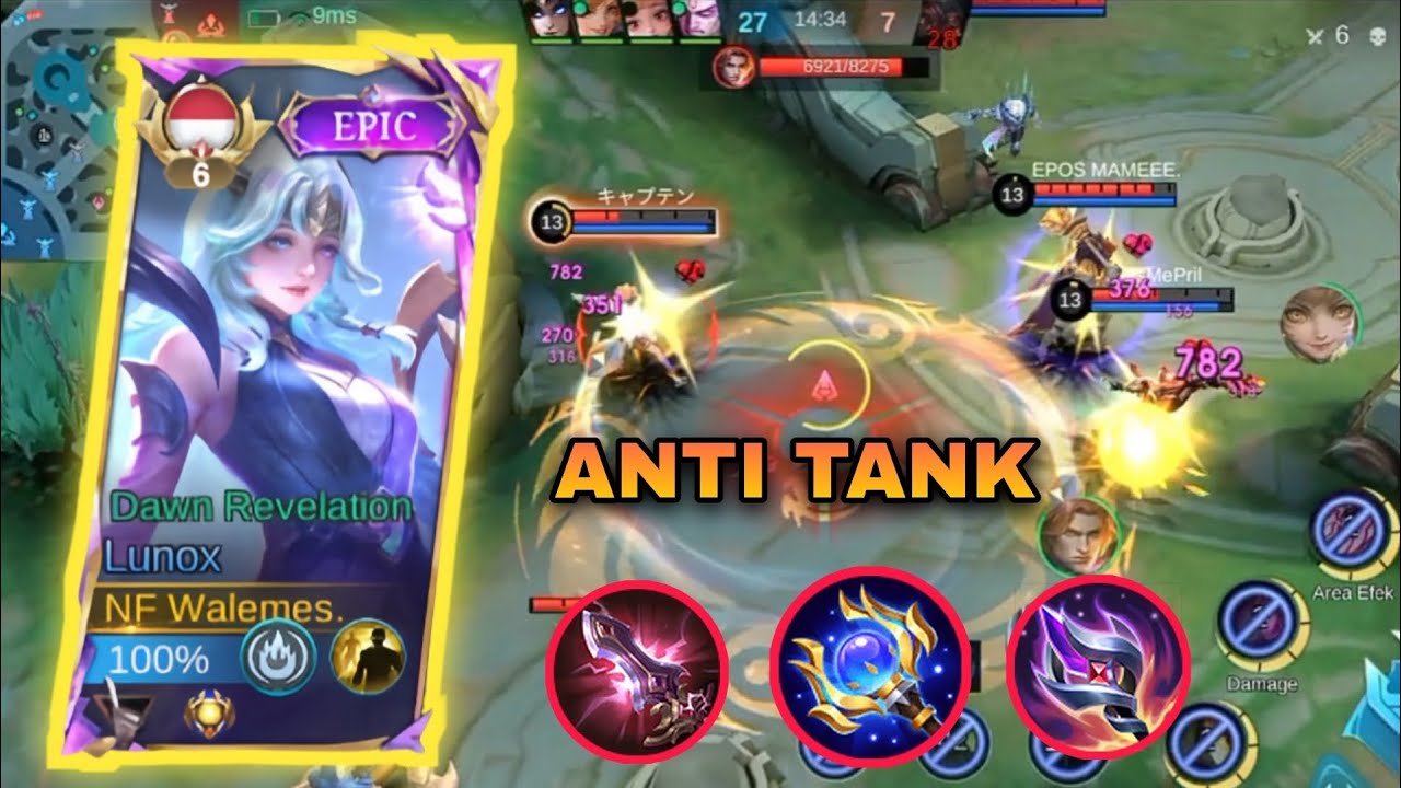 BUILD LUNOX TERSAKIT ANTI TANK | GAMEPLAY TOP GLOBAL LUNOX MOBILE ...