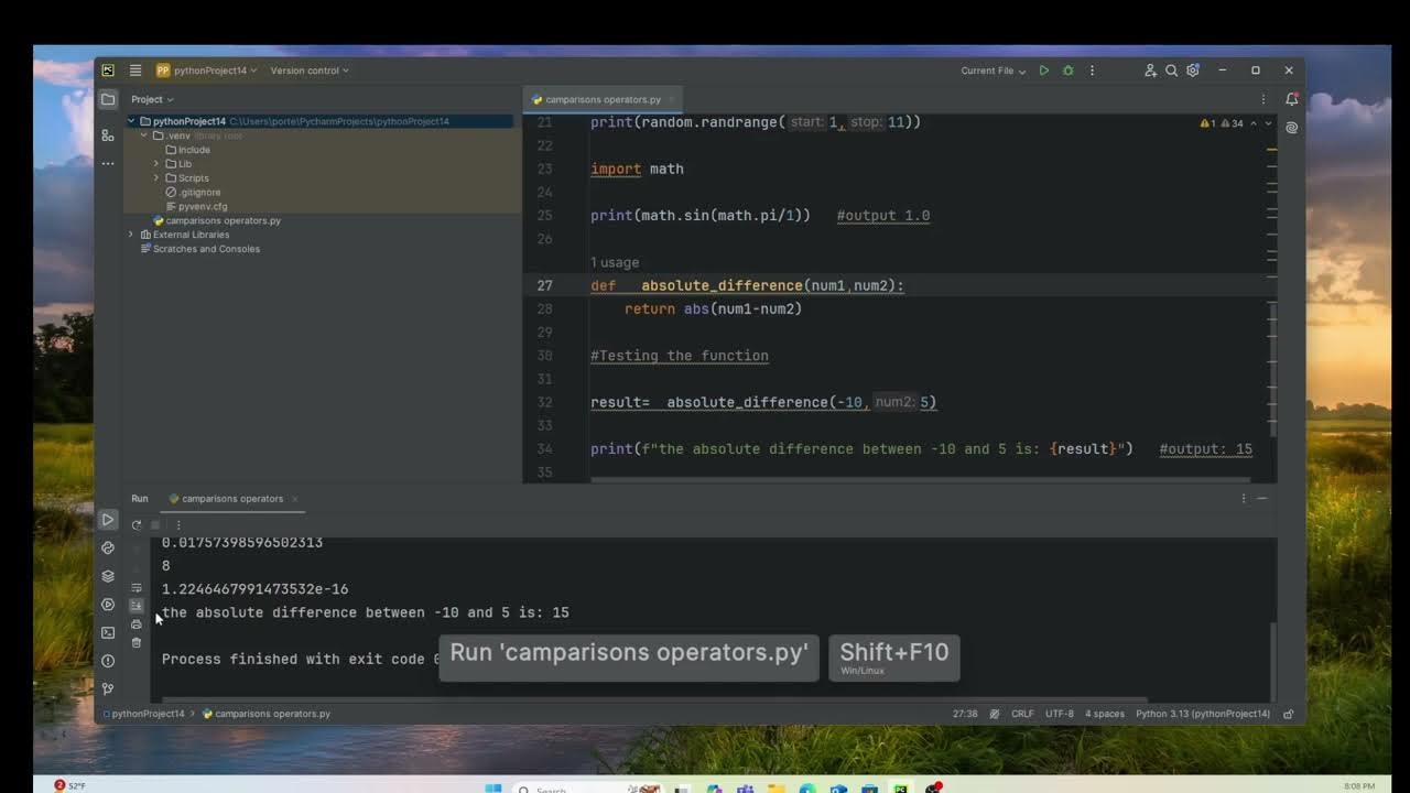 python using PyCharm lesson 3 part 2 math - YouTube