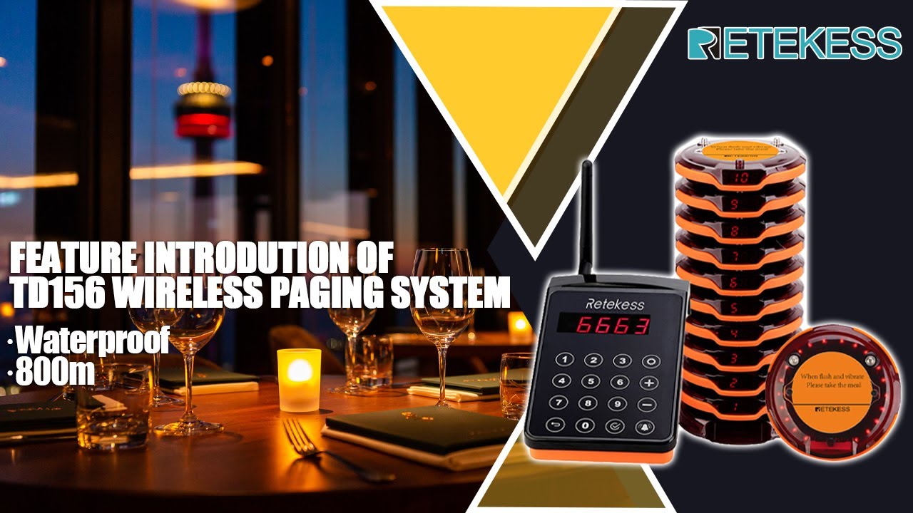 Retekess TD156 Wireless Restaurant Paging System IP67 Waterproof Long ...