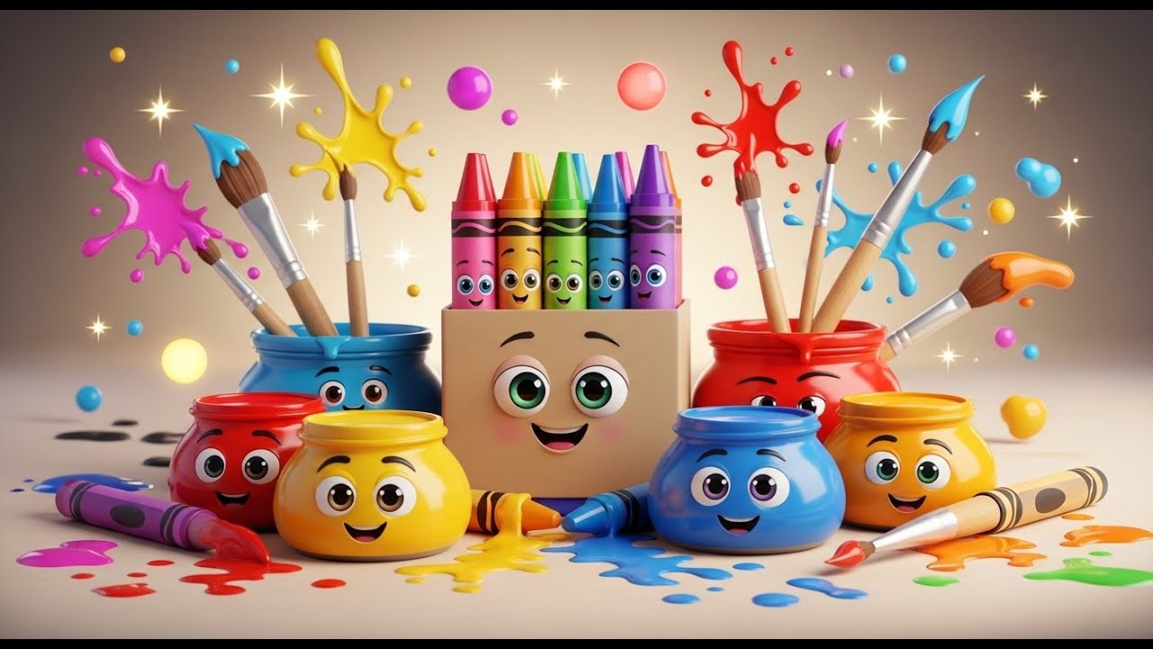 Learn Colors with Crayons and Paint | Fun Nursery Rhyme and Learning ...