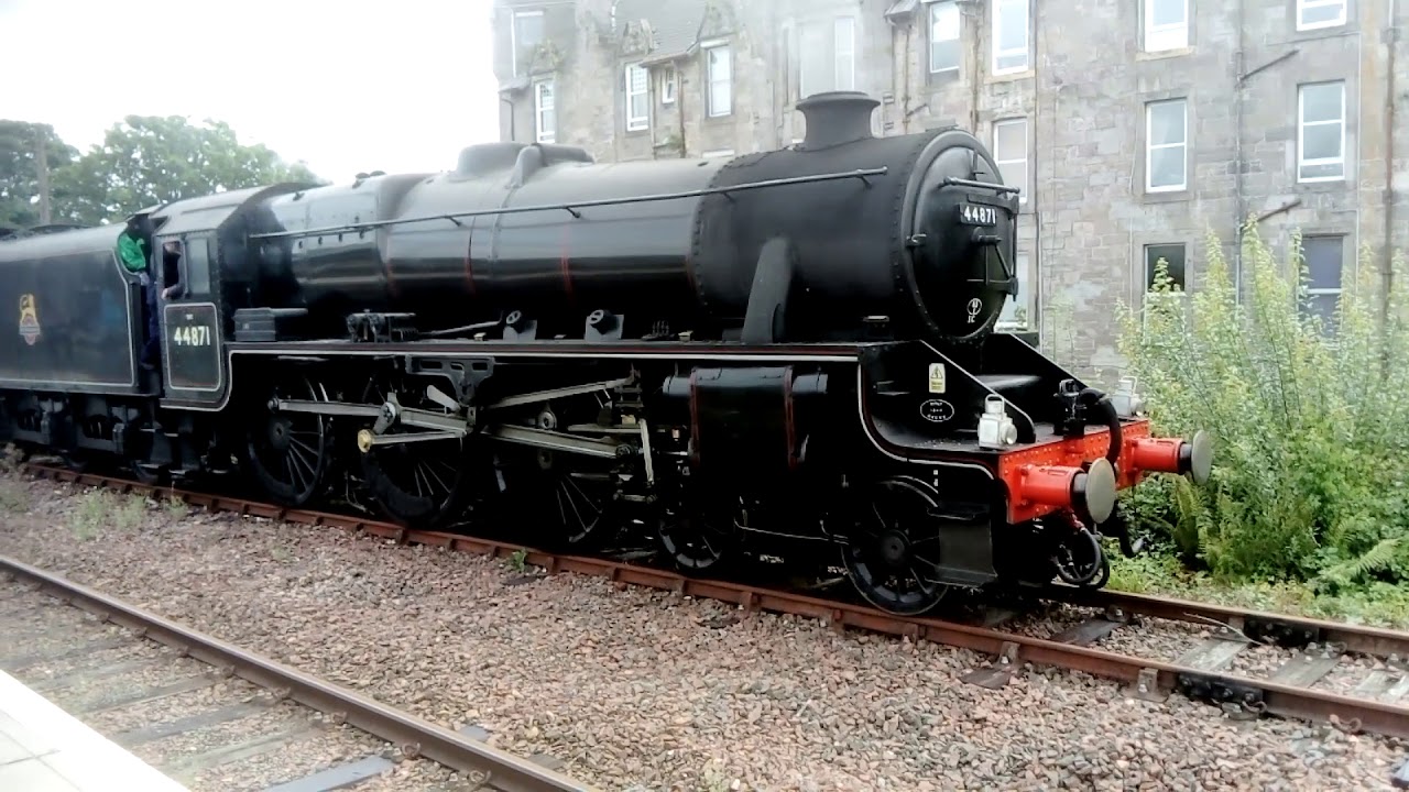 Stanier Black 5 Number 44871 at Dumbarton Central Station - YouTube