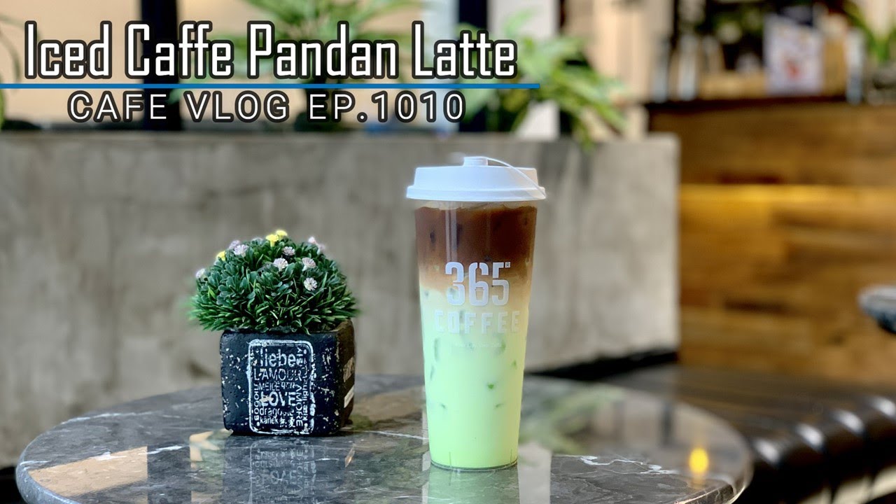 Cafe Vlog EP.1010 | Iced Caffe Pandan Latte | Coffee pandan drinks ...