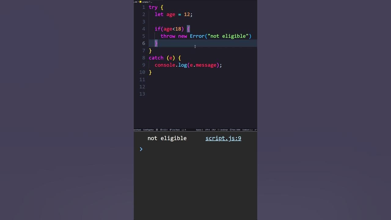 throw keyword in JavaScript | Day 46 of 45 Days JavaScript Challenge @CodeMinisterYoutube #js ...