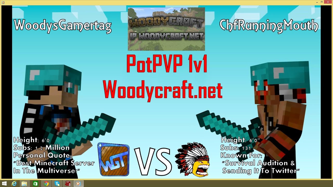 I fight WoodysGamertag in PotPVP on Woodycraft! - YouTube