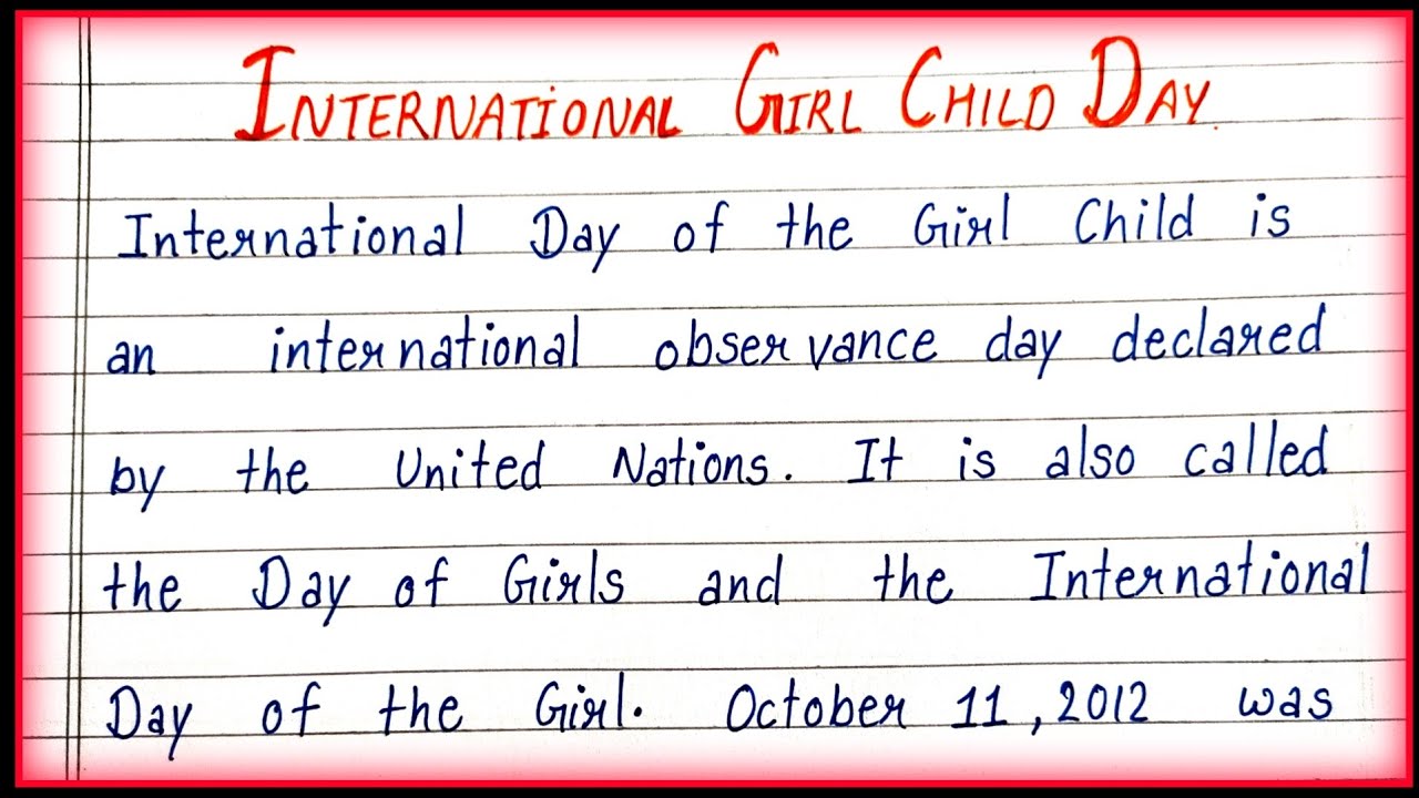 Essay on International Girl Child Day in English| - YouTube