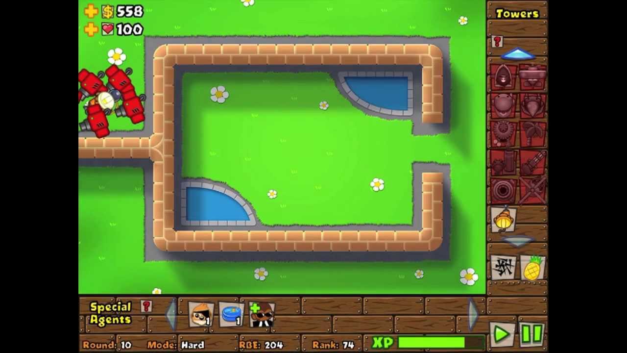 Bloons TD 5 - Brick Wall - 100 rounds walkthrough HD - YouTube