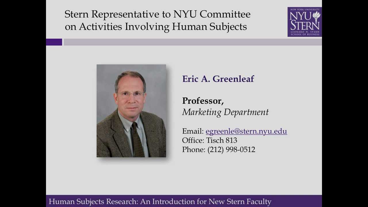 Eric Greenleaf on Human Subjects Research at NYU Stern - YouTube