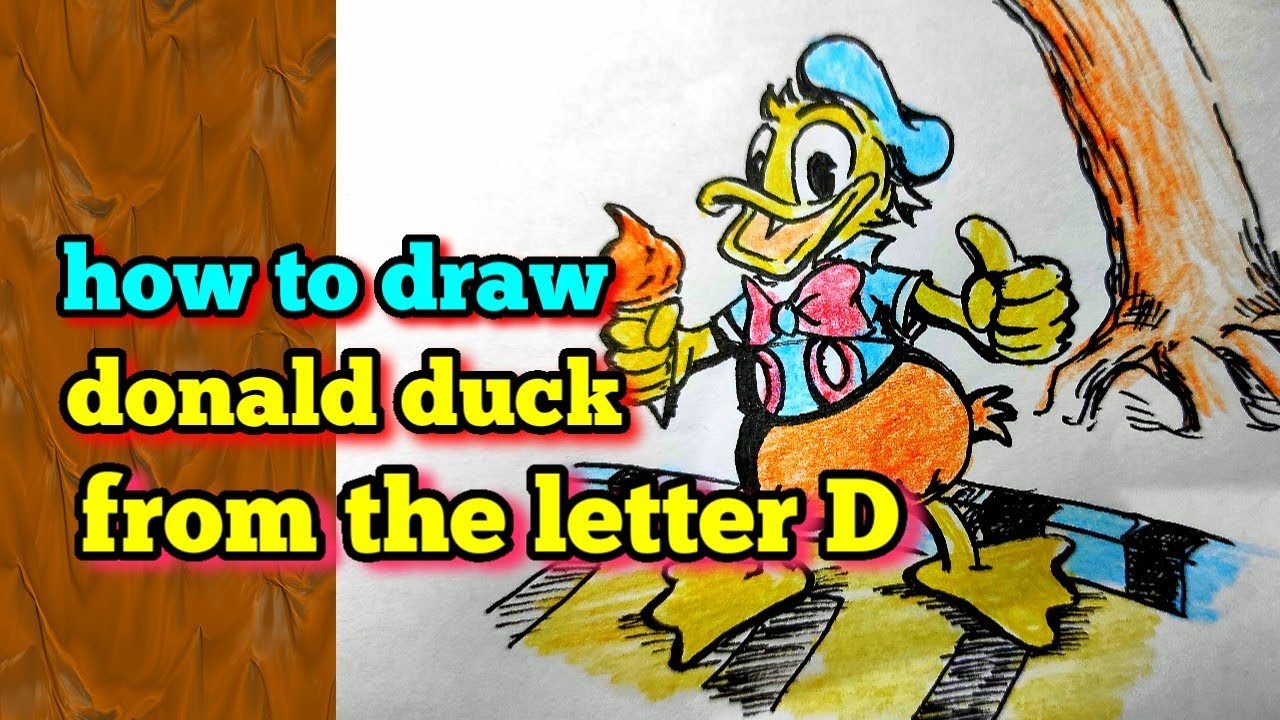how to draw donald duck from letter D - YouTube