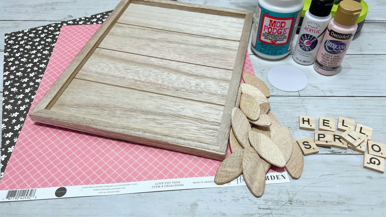 Super Cute Flower Picture DIY Using Wooden Biscuits - YouTube