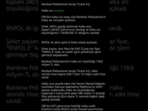 Rainbow Polikarbonat’ın Halka Arz Tarihi Belli Oldu