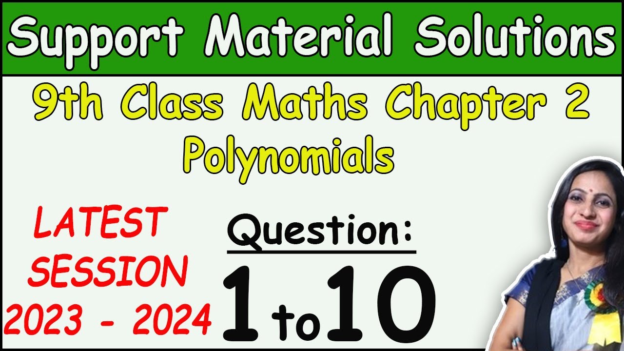 DOE Support Material Solution |Class 9 Math Chapter 2 Polynomials Ques 1 to 10 Solution | 2023 ...
