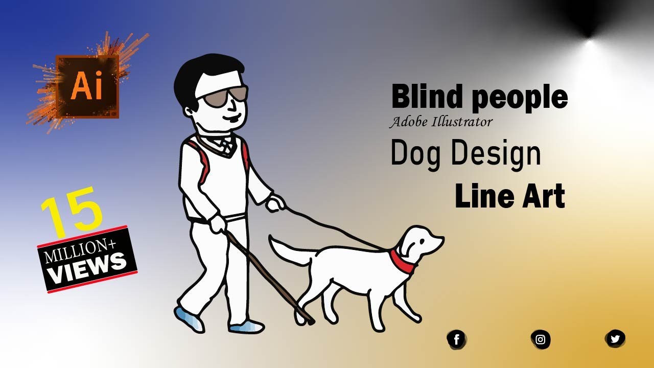 how to draw a blind man with his dog Drawing a cute dog #digitalart# ...