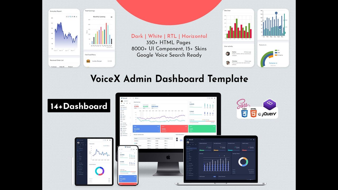 Responsive Admin Dashboard and Web App Template – VoiceX - YouTube
