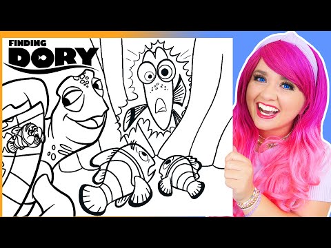 Coloring Finding Dory, Nemo, Marlin & Crush Coloring Pages | Prismacolor Markers & Crayola Crayons