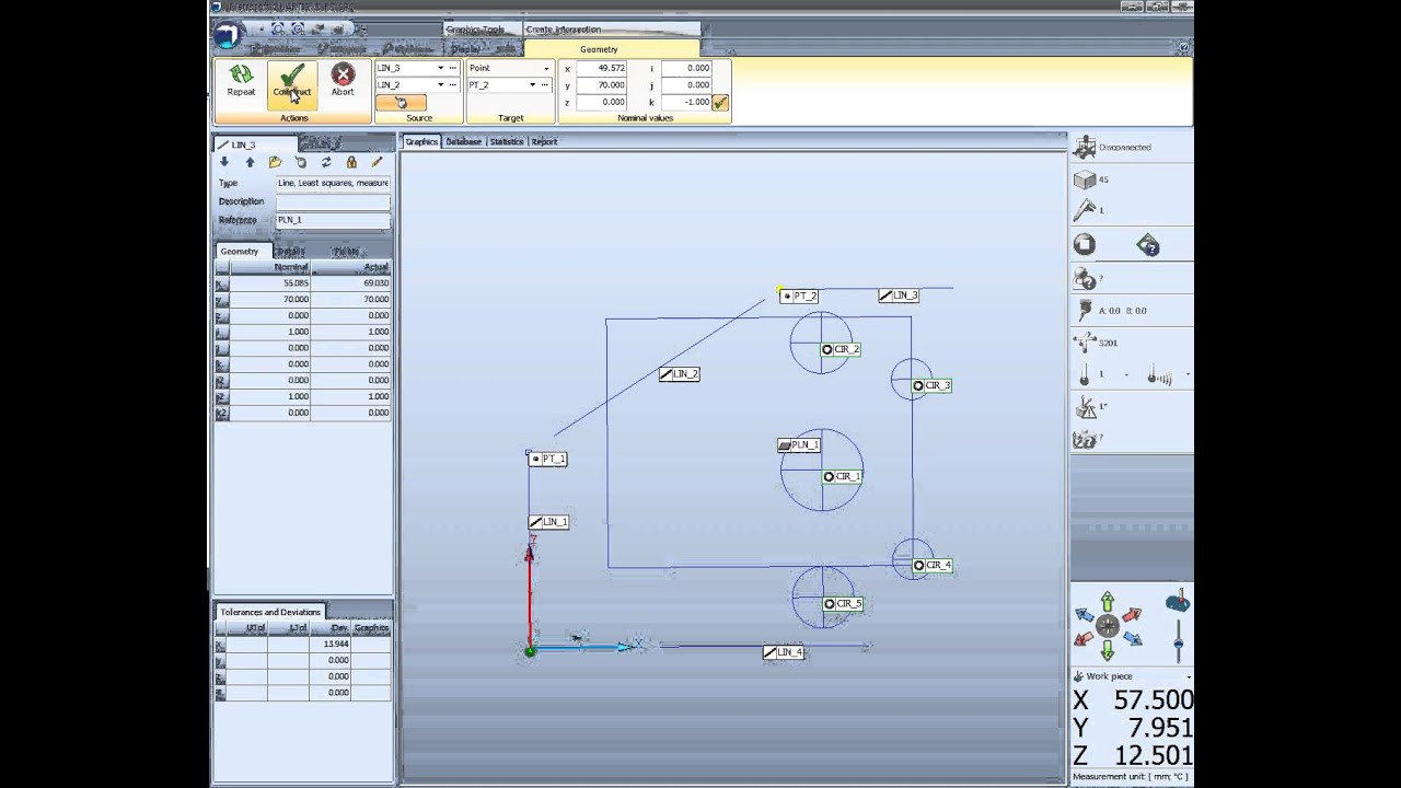 Metrosoft Quartis 소프트웨어 사용자 동영상 - -003 교차점 생성 후 점과점의 대각 거리 점과 점의 XY거리 ...